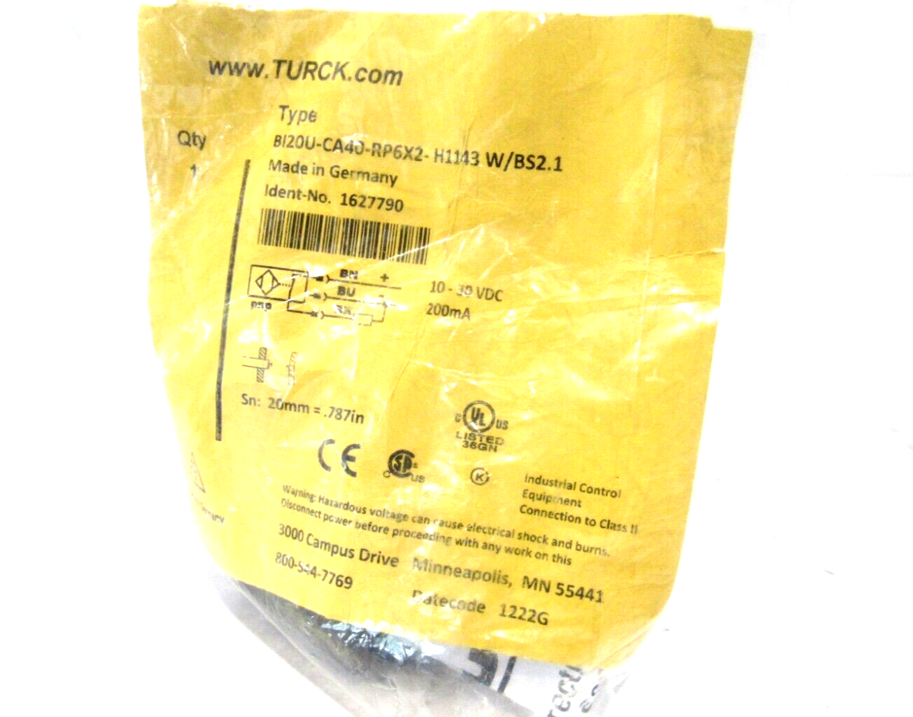 NEW TURCK BI20U-CA40-RP6X2-H1143 W/BS2.1 SENSOR 1627790 BI20UCA40RP6X2H1143WBS21 - SB Industrial ...