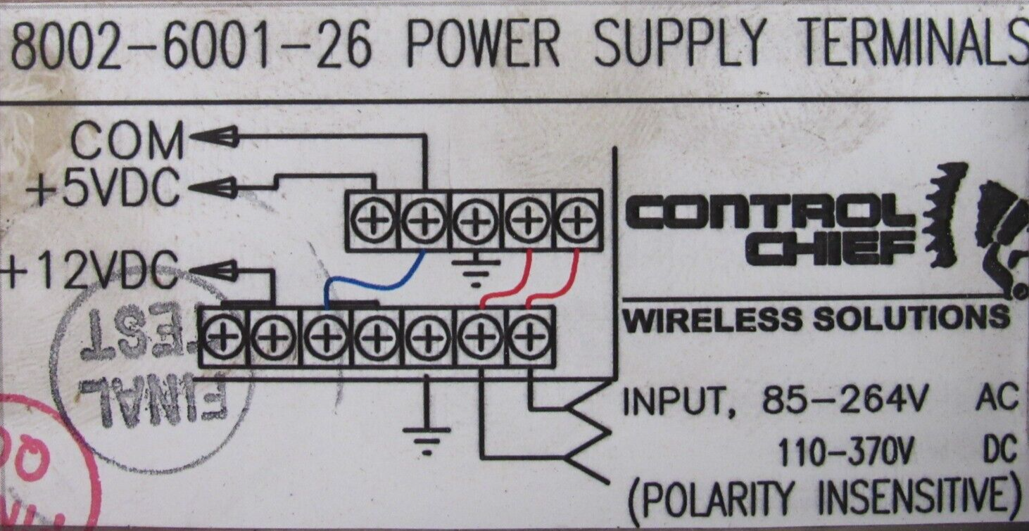 USED CONTROL CHIEF 8002-6001-26 POWER SUPPLY 8002600126 - SB Industrial Supply, Inc.