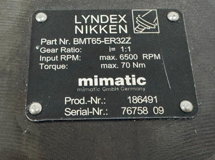 USED LYNDEX NIKKEN / MIMATIC BMT65-ER32 Z LIVE TOOL HOLDER 192964 ...