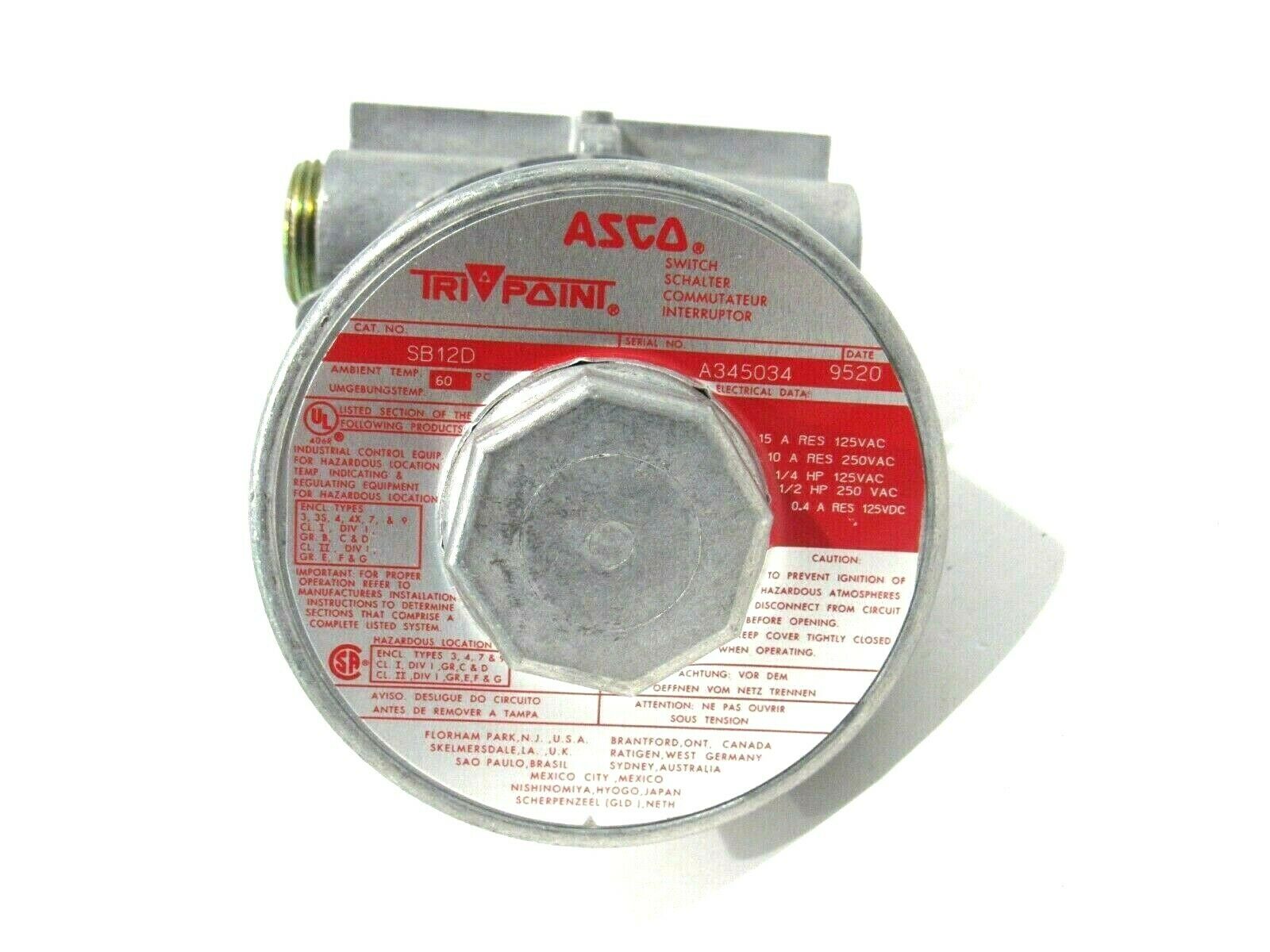 NEW ASCO SB12D PRESSURE SWITCH - SB Industrial Supply, Inc.
