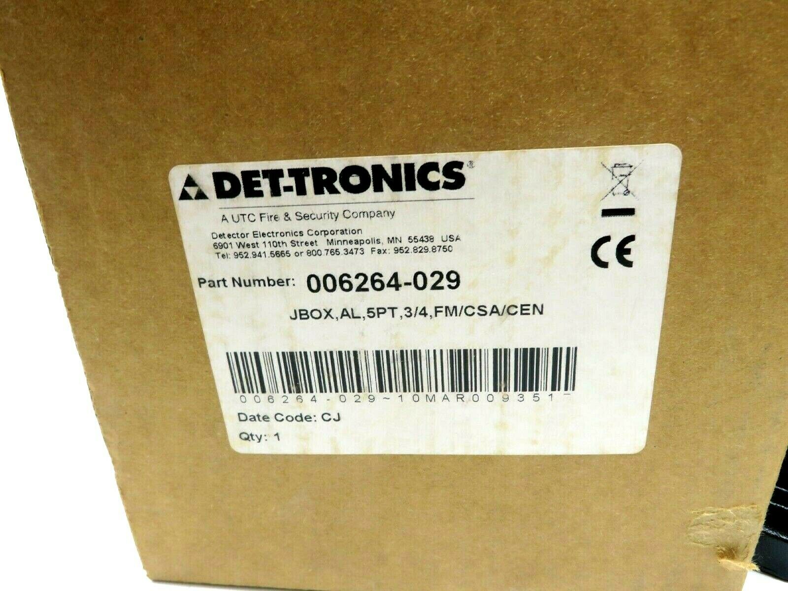 NEW DET-TRONICS 006264-029 GAS SENSOR JBOX 5PT, 3/4 - SB Industrial ...