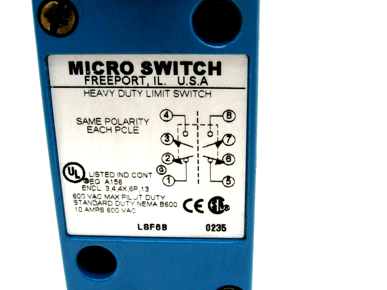 NEW HONEYWELL MICRO SWITCH LSF6B LIMIT SWITCH - SB Industrial Supply, Inc.