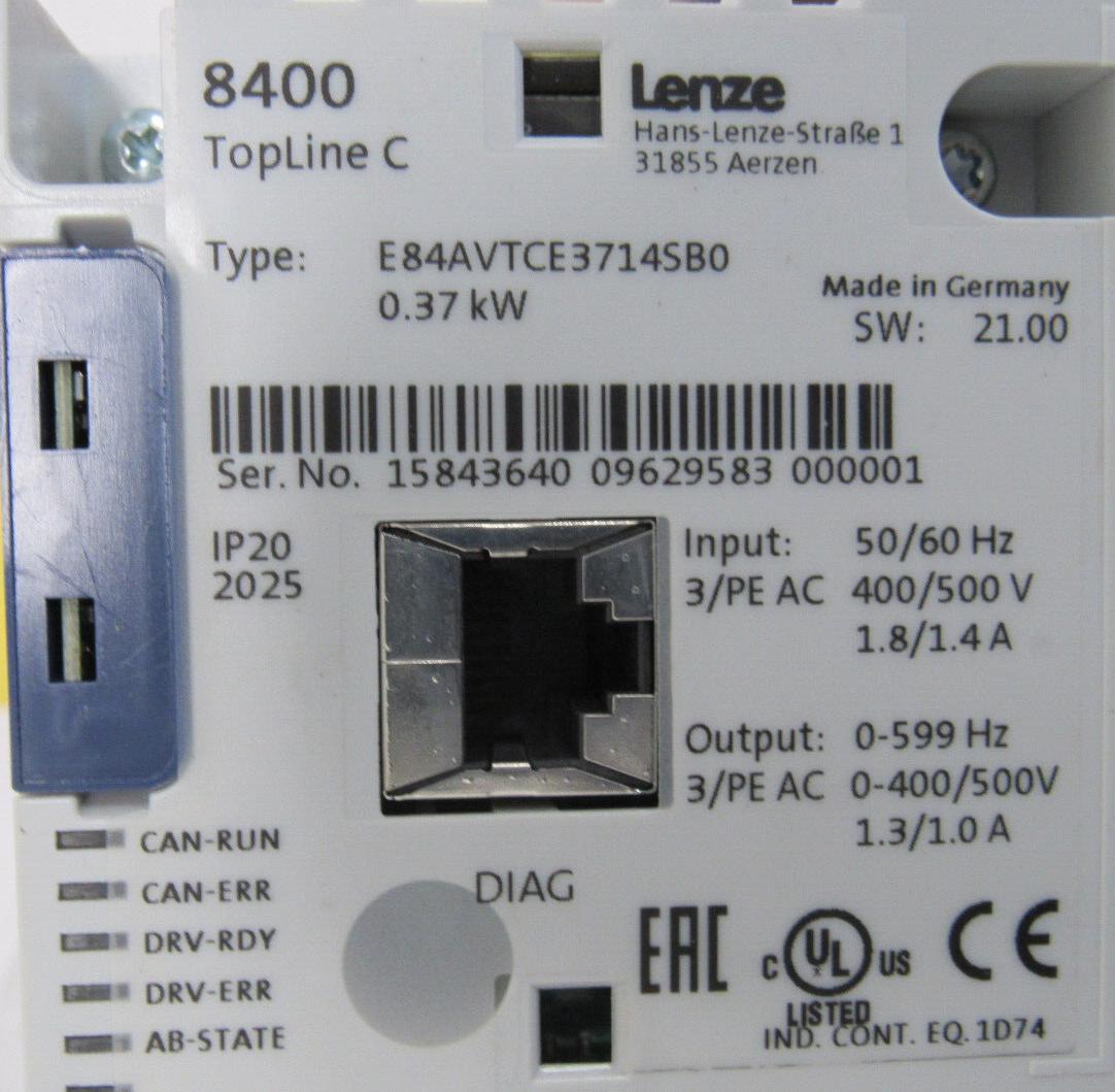 NEW LENZE E84AVTCE3714SB0 INVERTER DRIVE 8400 SERIES - SB Industrial ...