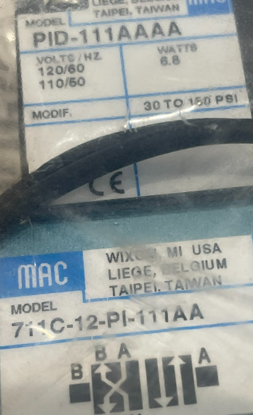NEW MAC VALVES 711C-12-PI-111AA SOLENOID VALVE 711C12PI111AA - SB ...
