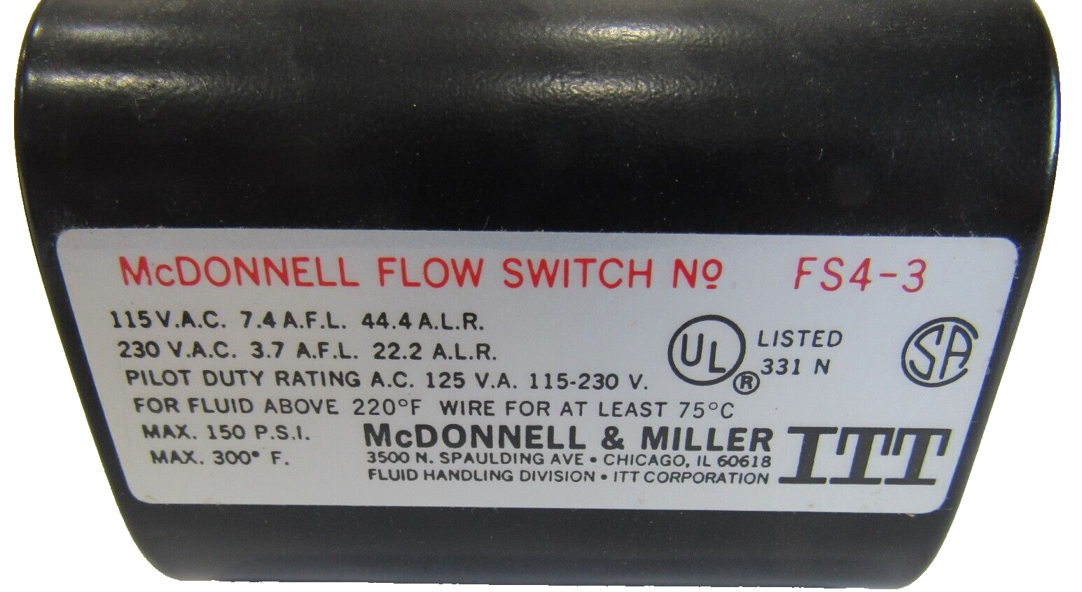 NEW MCDONNELL & MILLER FS4-3 FLOW SWITCH FS43 - SB Industrial Supply, Inc.