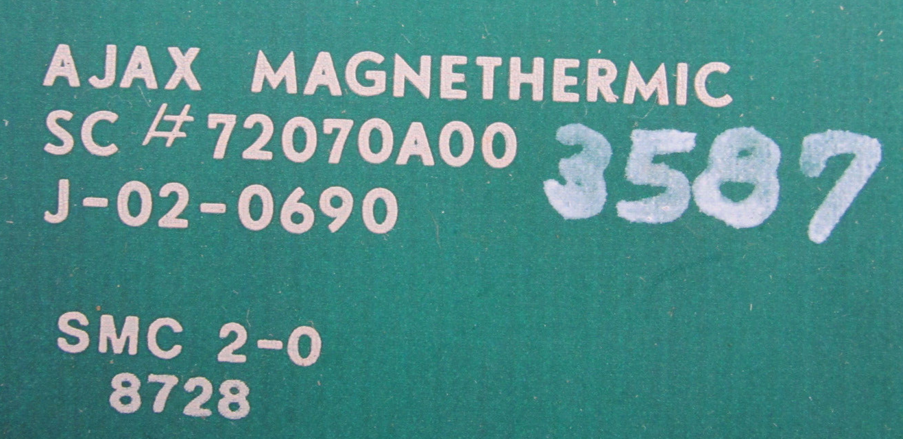 REFURBISHED AJAX MAGNETHERMIC 72070A00 CIRCUIT BOARD SC#72070A00 J-02 ...