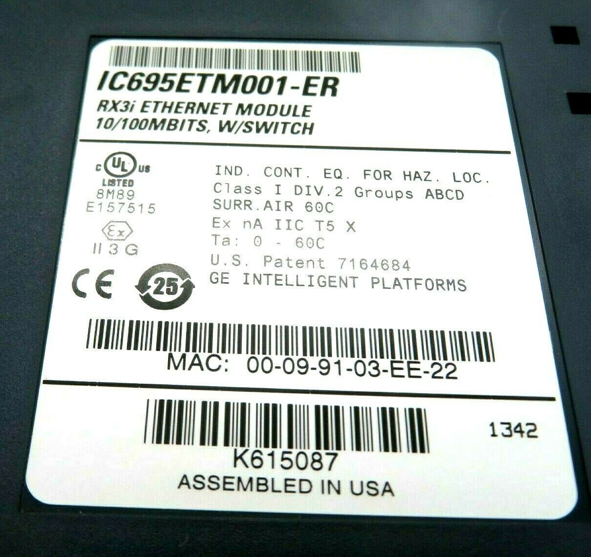 USED GE IC695ETM001-ER RX3I ETHERNET MODULE IC695ETM001 IC695ETM001ER ...