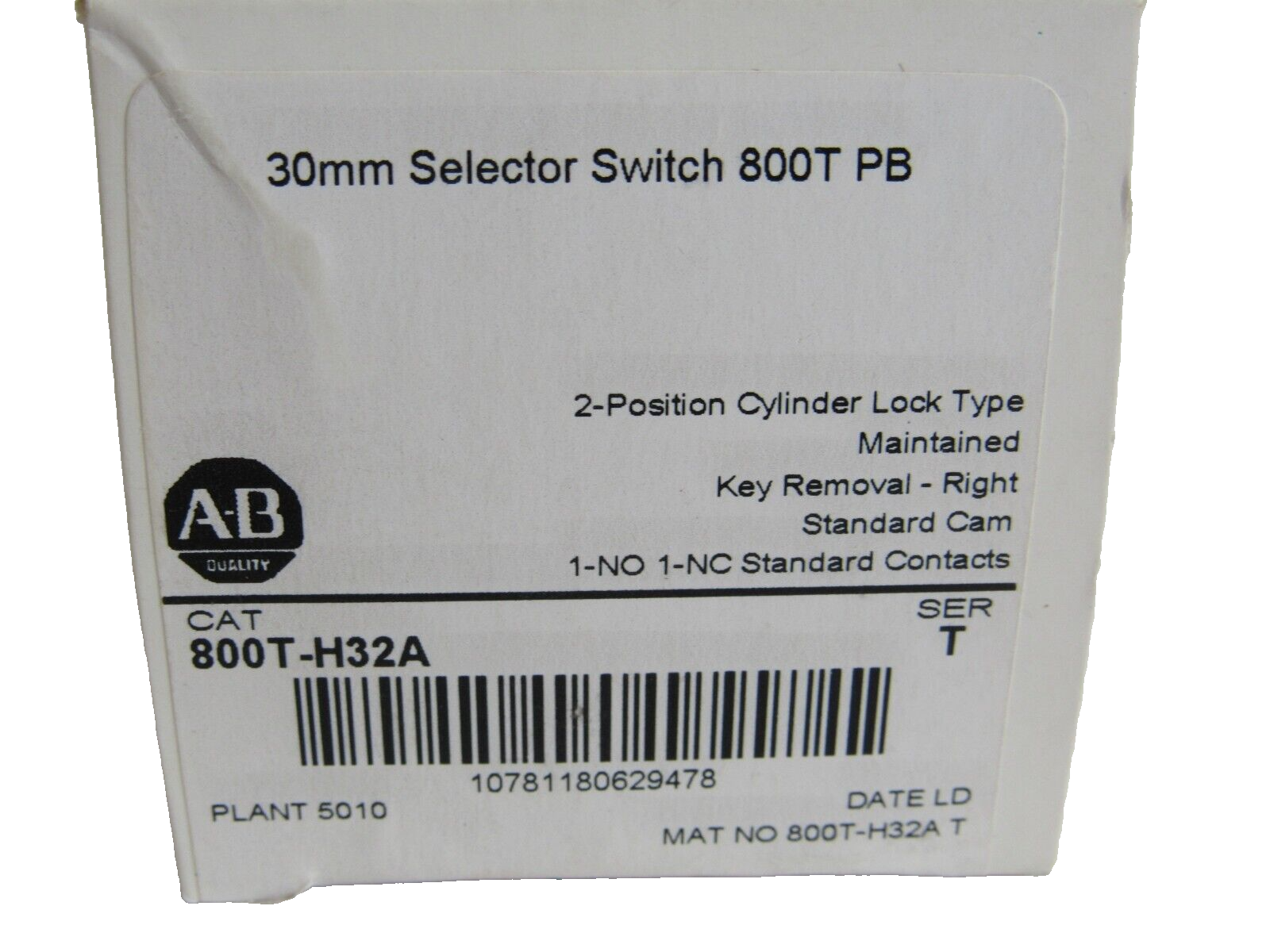 ALLEN BRADLEY 800T-H32A SELECTOR SWITCH 800TH32A NEW, SURPLUS SEALED ...