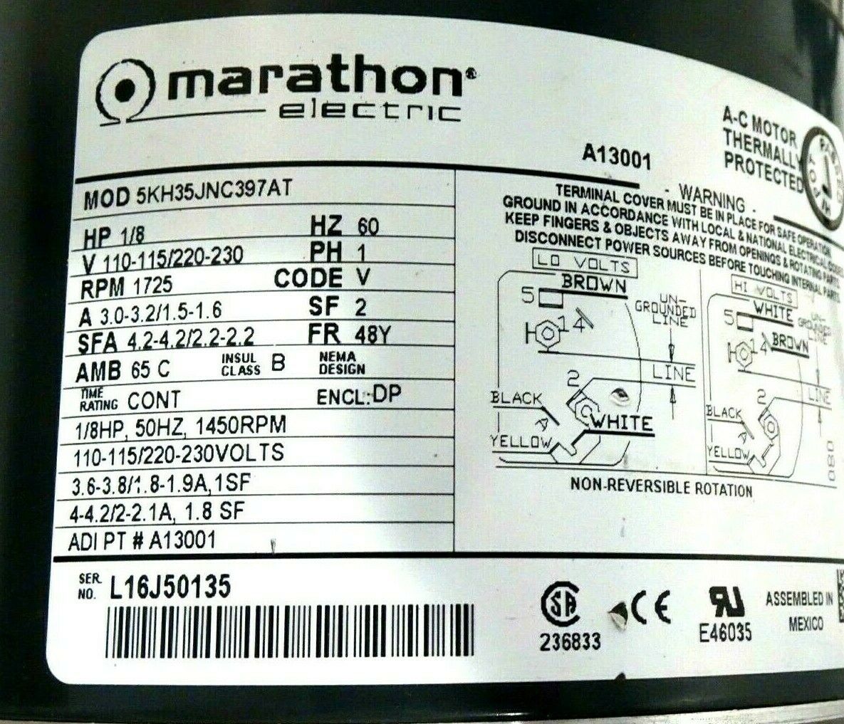 NEW AIR DIMENSIONS INC R222-BT-AA1-C DIA-VAC MOTOR PUMP 5KH35JNC397AT ...