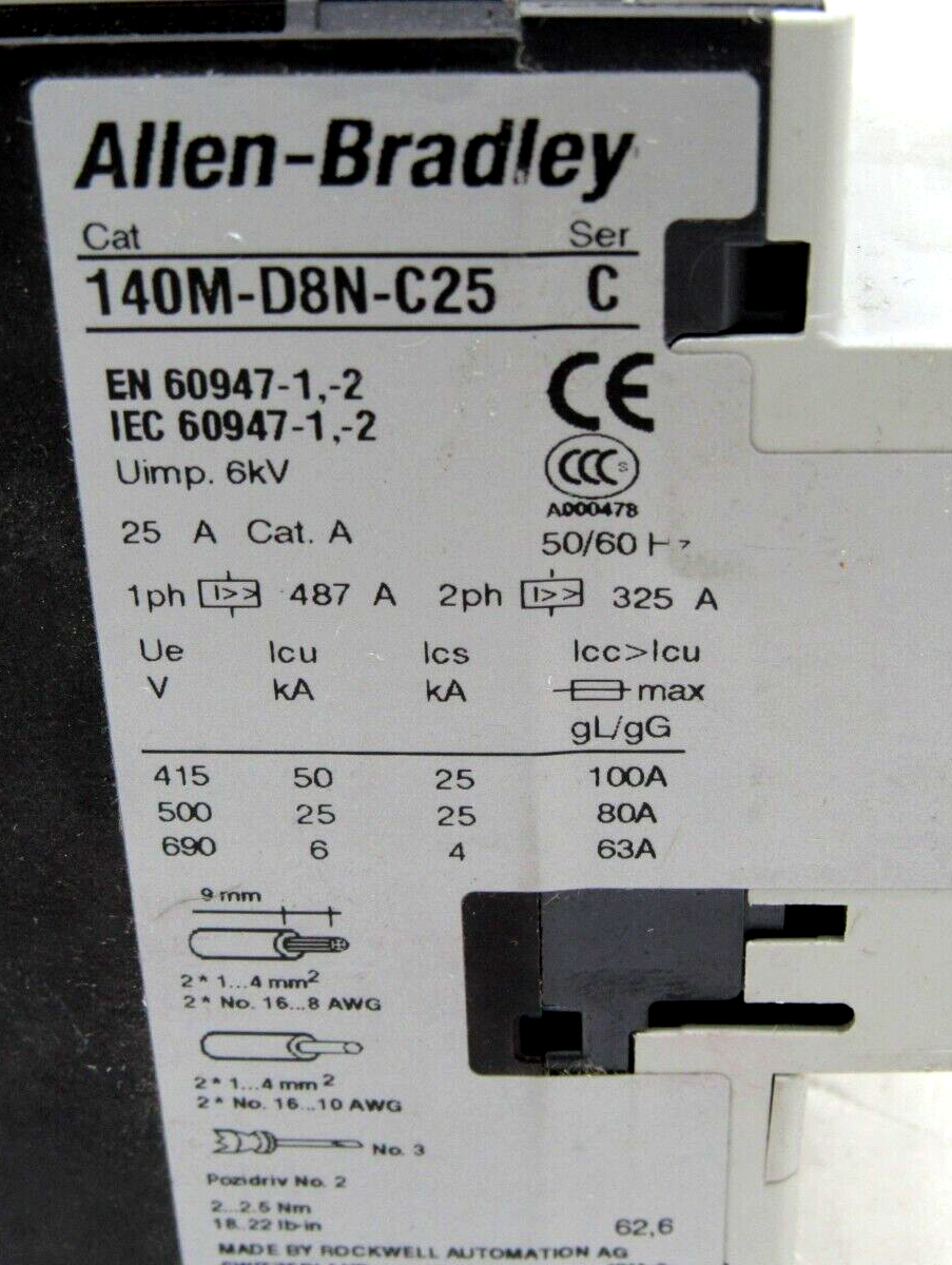 NEW ALLEN BRADLEY 140M-D8N-C25 CIRCUIT BREAKER SERIES C 140MD8NC25 - SB ...
