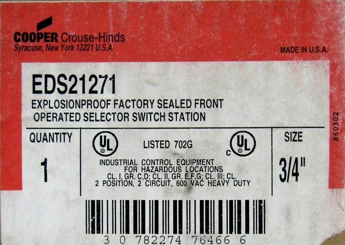 NEW CROUSE HINDS EDS21271 SELECTOR SWITCH STATION - SB Industrial ...