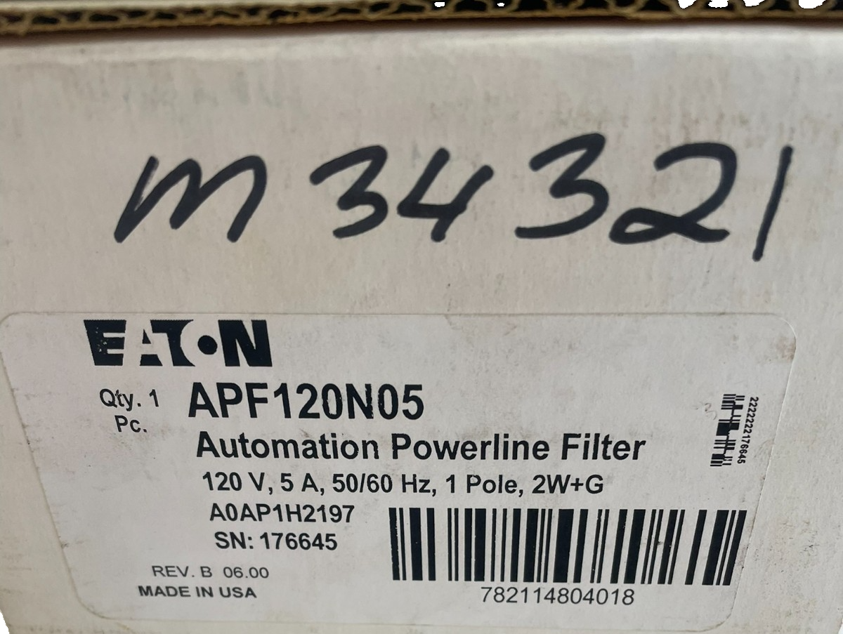 NEW EATON APF120N05 AUTOMATION POWERLINE FILTER 120V 5A 50/60HZ 1POLE ...