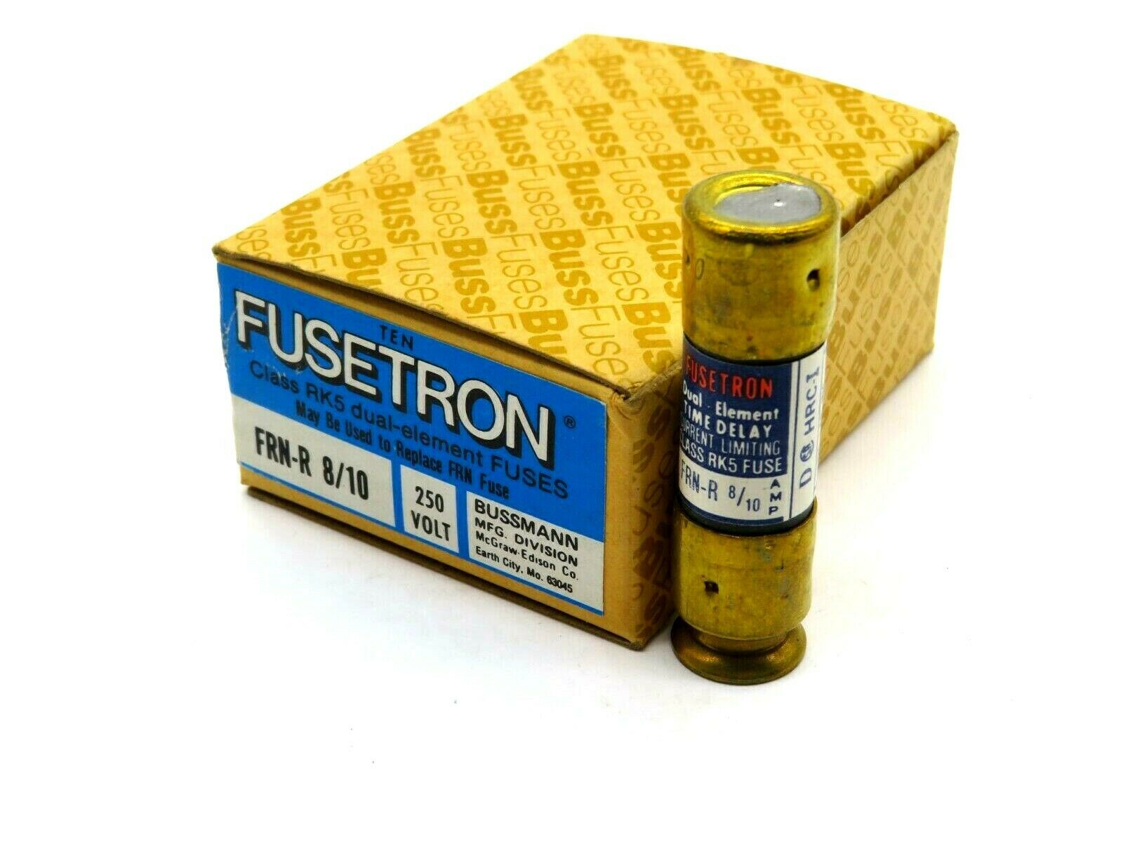 NEW LOT OF 10 BUSSMANN FUSETRON FRN-R 8/10 CLASS RK5 250V FRNR810 - SB ...