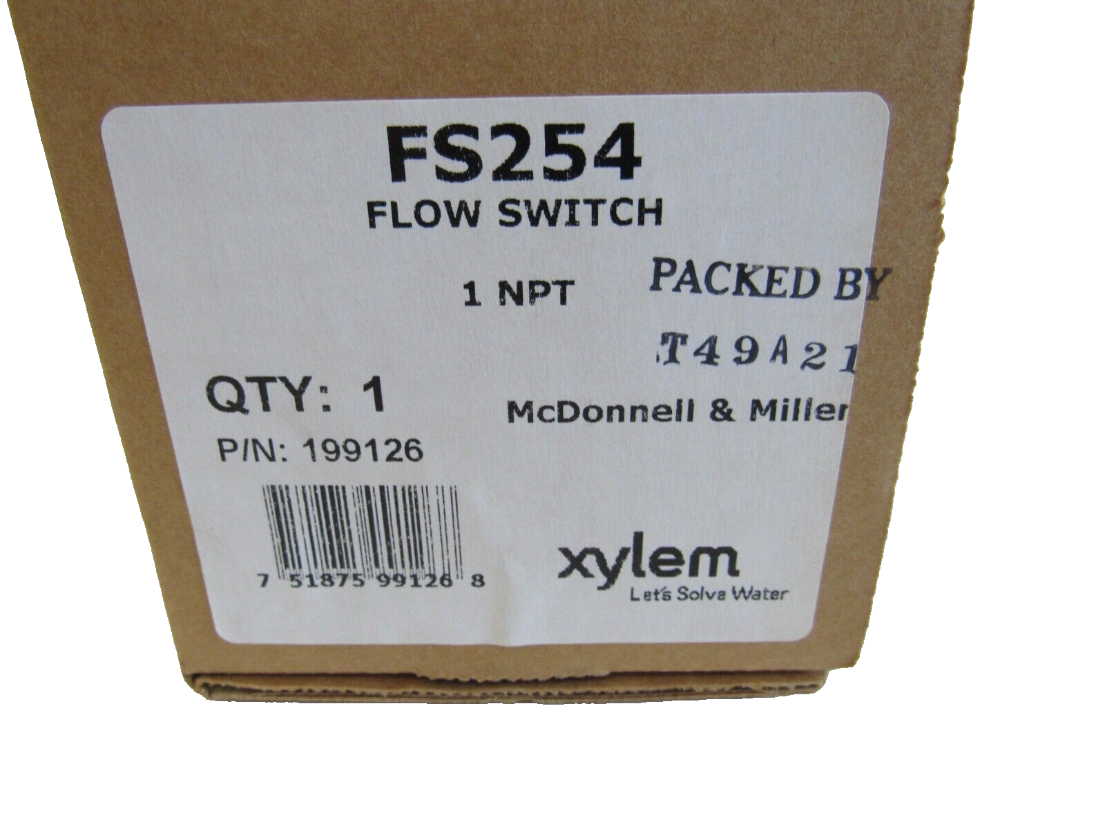 NEW MCDONNELL & MILLER XYLEM FS-254 FLOW SWITCH FS254 - SB Industrial ...