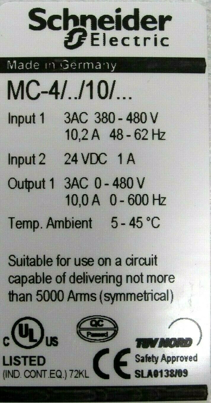 NEW SCHNEIDER ELECTRIC MC-4/11/10/400 PAC DRIVE VDM01D10AQ00 MC41110400 ...