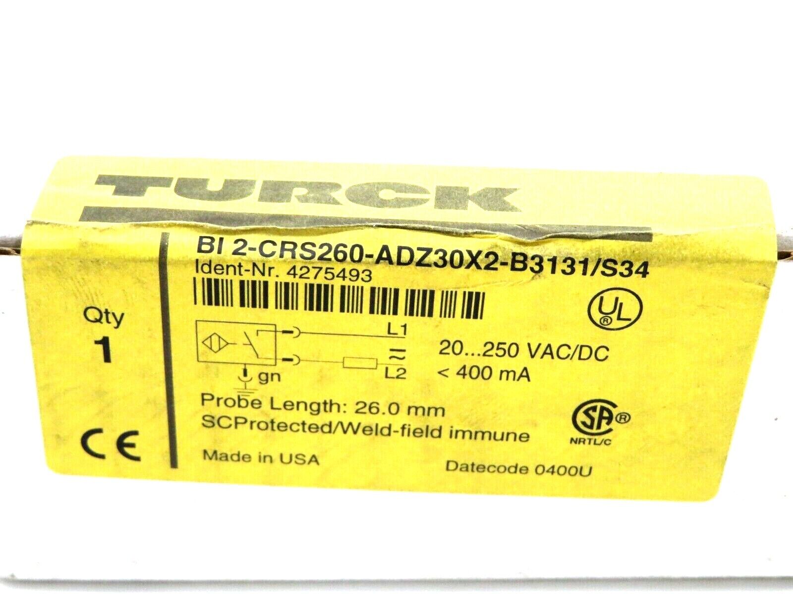 NEW SEALED TURCK BI2-CRS260-ADZ30X2-B3131/S34 INDUCTIVE SENSOR 4275493 ...