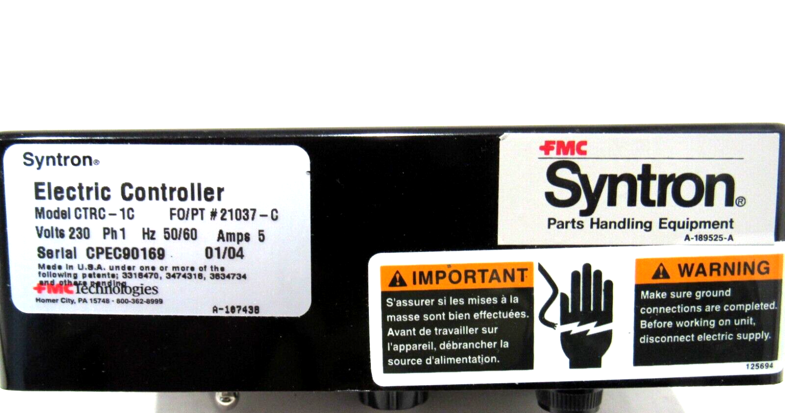 NEW SYNTRON CTRC-1C ELECTRIC CONTROLLER CTRC1C - SB Industrial Supply, Inc.