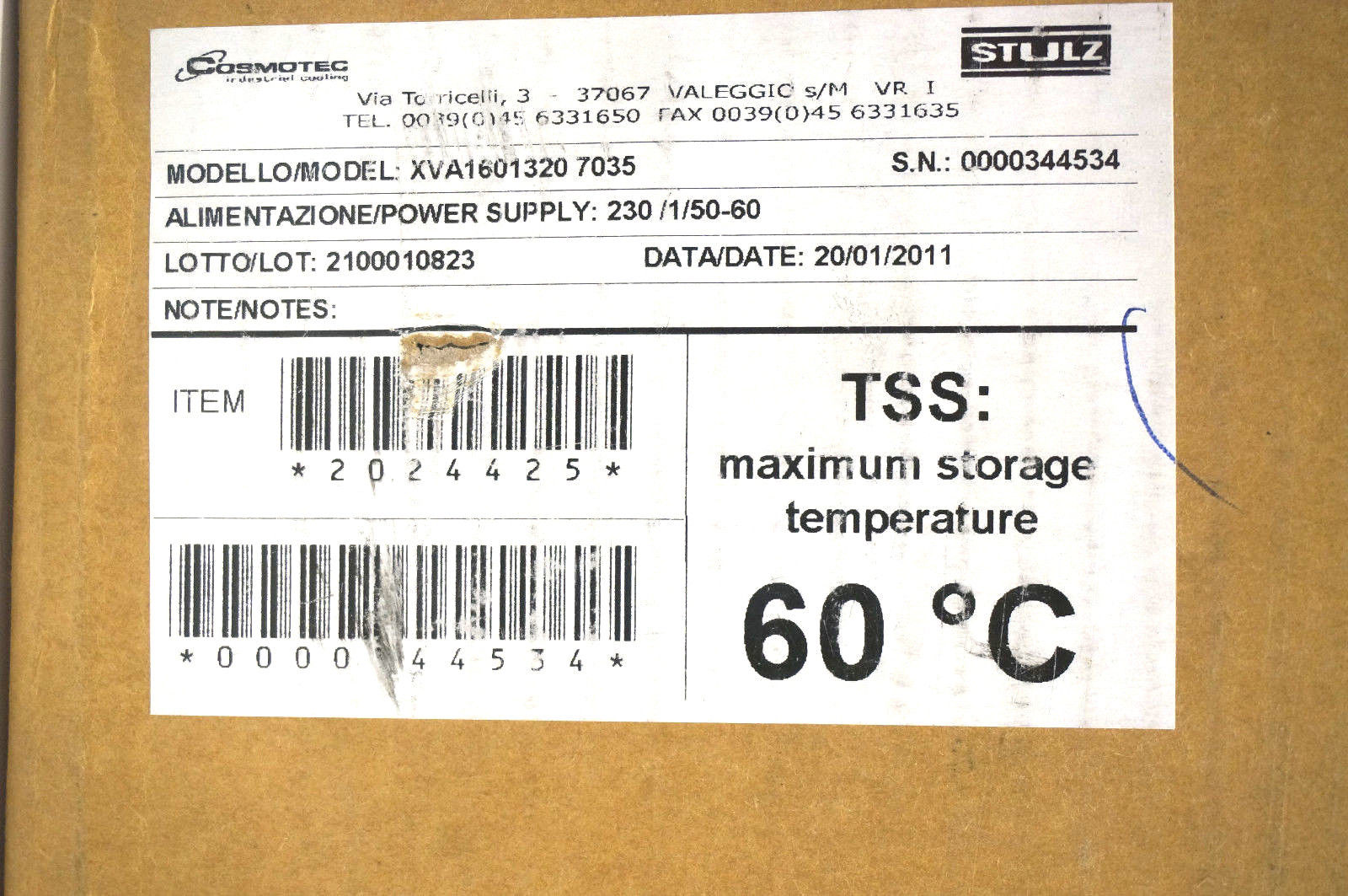 NEW COSMOTEC XVA1601320-7035 HEAT EXCHANGER STULZ S.P.A. 230/1/50-60V ...