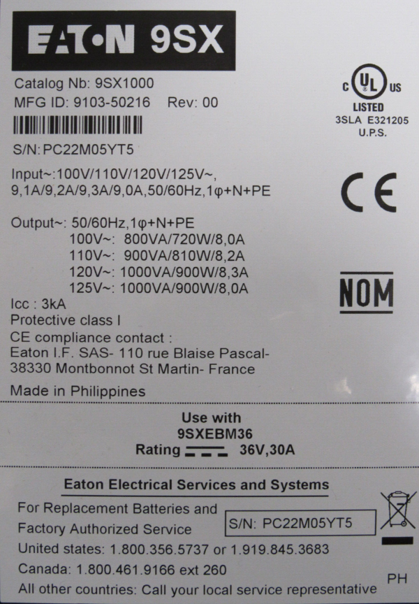 NEW EATON 9SX1000 POWER SUPPLY TOWER - SB Industrial Supply, Inc.