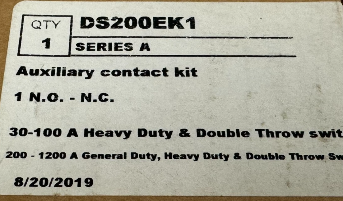 NEW EATON DS200EK1 AUXILIARY CONTACT KIT SER. A 10316H89 - SB ...