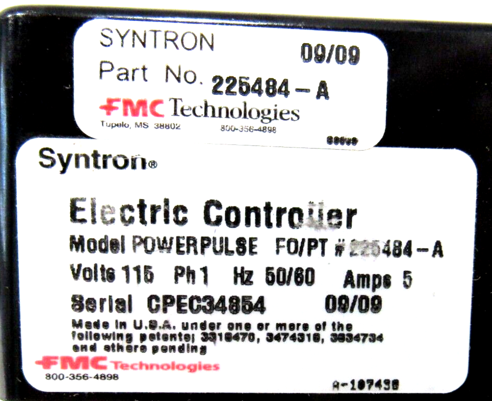 NEW FMC SYNTRON 225484-A ELECTRIC CONTROLLER 225484A - SB Industrial ...