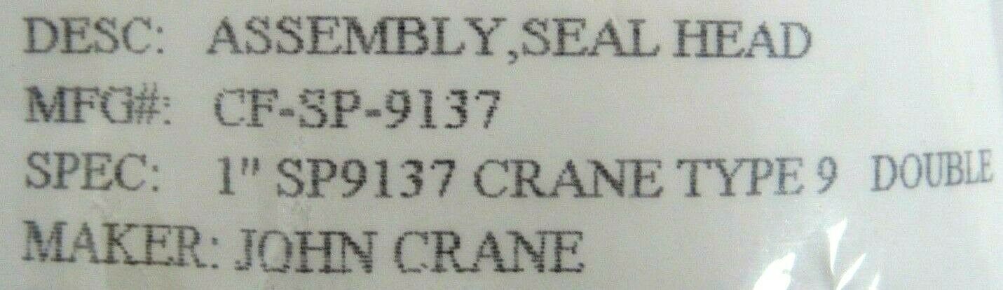 NEW JOHN CRANE CF-SP-9137 SEAL HEAD ASSEMBLY 1" TYPE 9 DOUBLE CFSP9137 ...