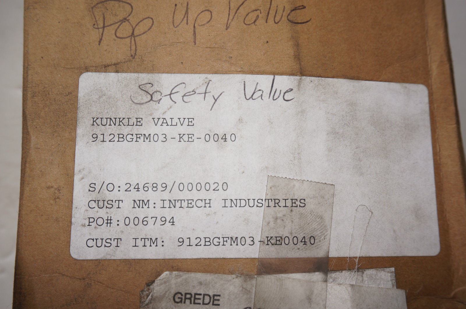 NEW KUNKLE 912BGFM03-KE-0040 VALVE - SB Industrial Supply, Inc.