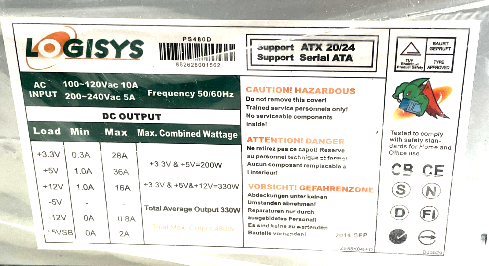 NEW LOGISYS PS480D SWITCHING POWER SUPPLY 480W - SB Industrial Supply, Inc.