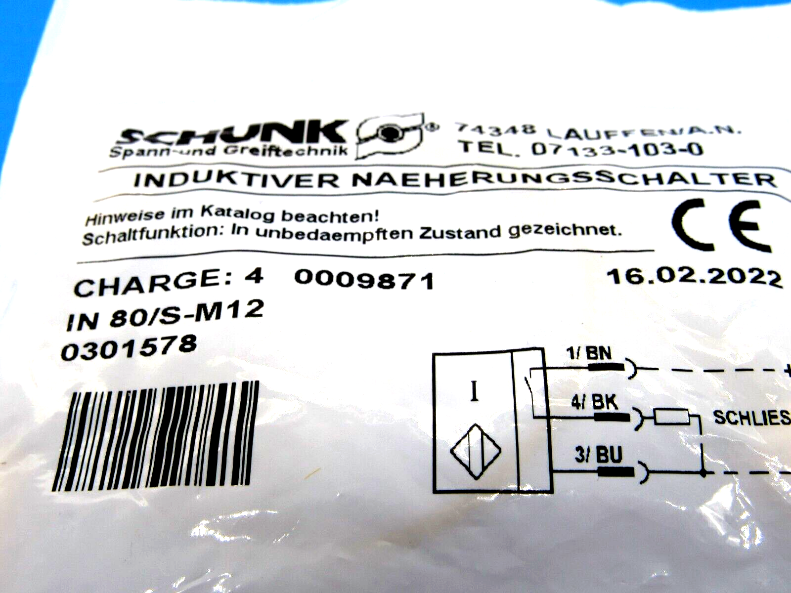 NEW SCHUNK IN 80-S-M12 PROXIMITY SWITCH 0301578 IN80SM12 - SB ...