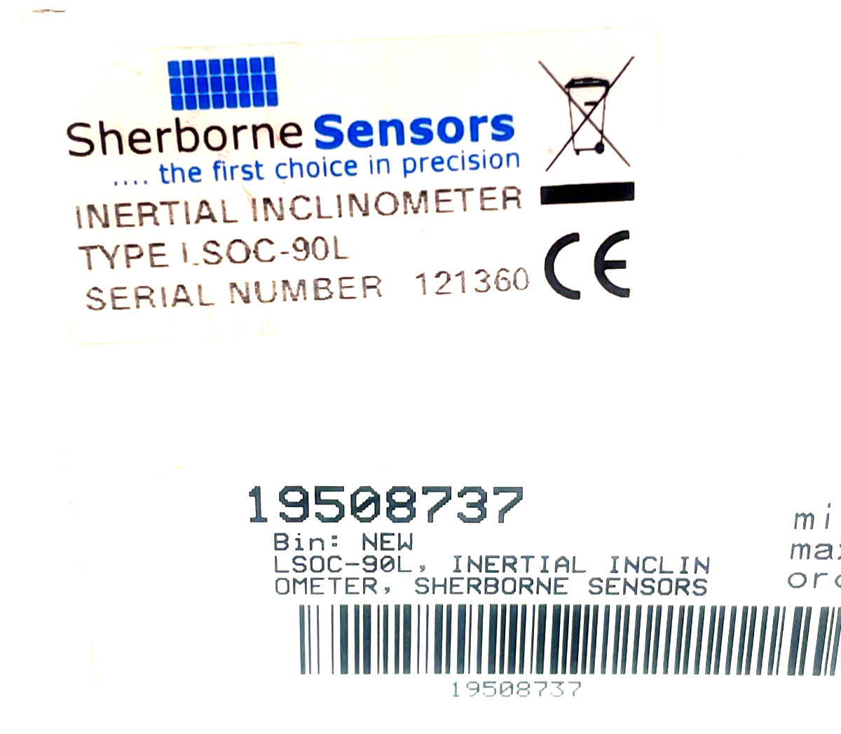 NEW SHERBORNE SENSORS LSOC-90L INCLINOMETER SENSOR LSOC90L - SB ...