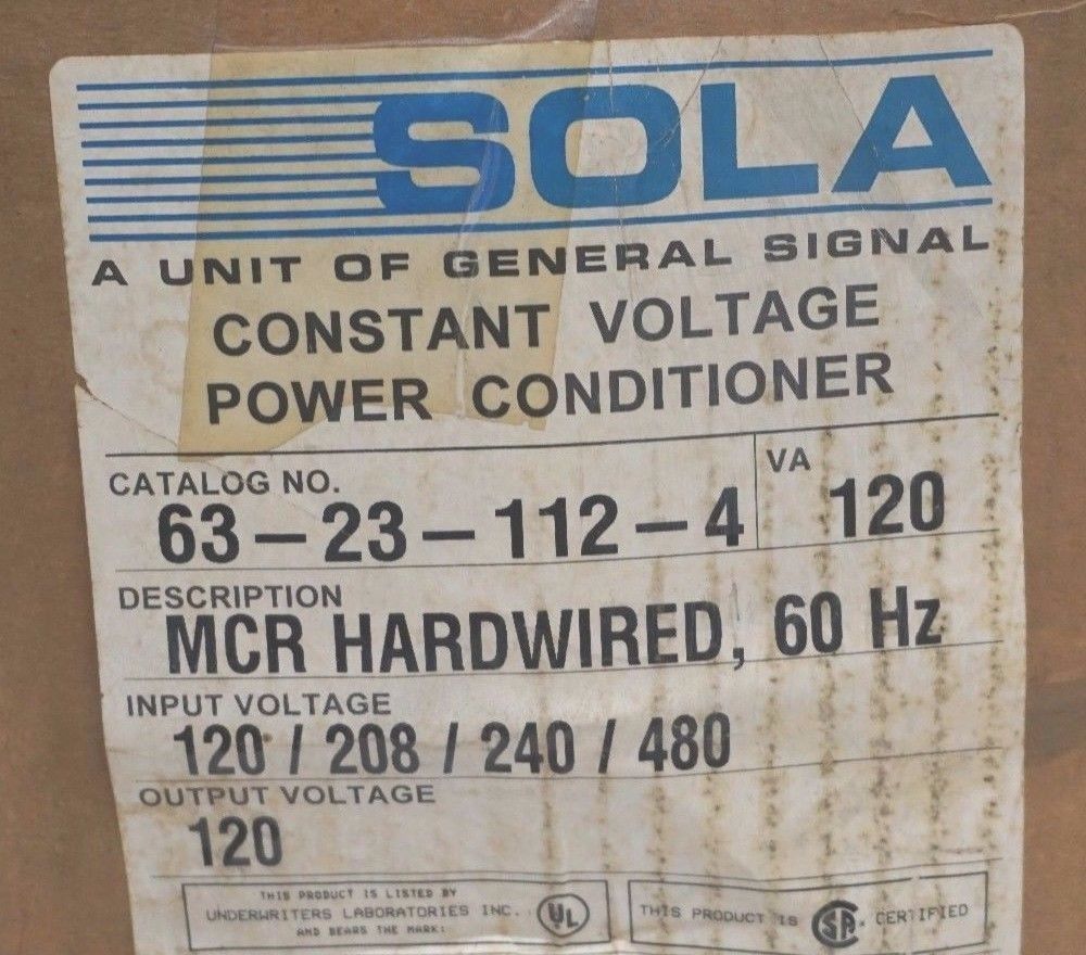 NEW SOLA 63-23-112-4 MICRO COMPUTER REGULATOR 1.8AMP 120VAC - SB ...