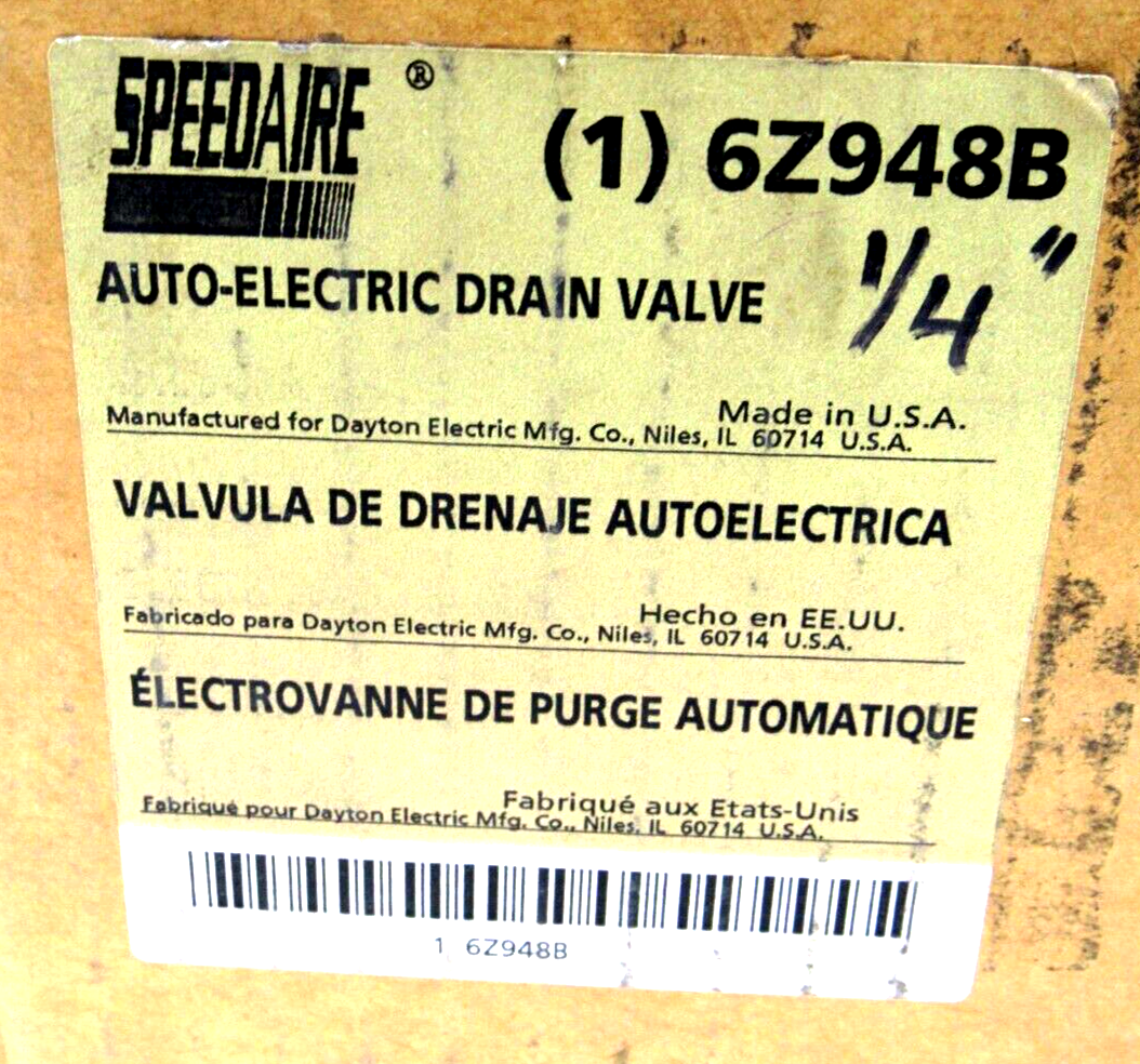 NEW SPEEDAIRE 6Z948B AUTO ELECTRIC DRAIN VALVE - SB Industrial Supply, Inc.