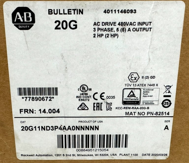 ALLEN BRADLEY 20G11ND3P4AA0NNNNN POWERFLEX 755 2HP SER. A UNOPENED ...