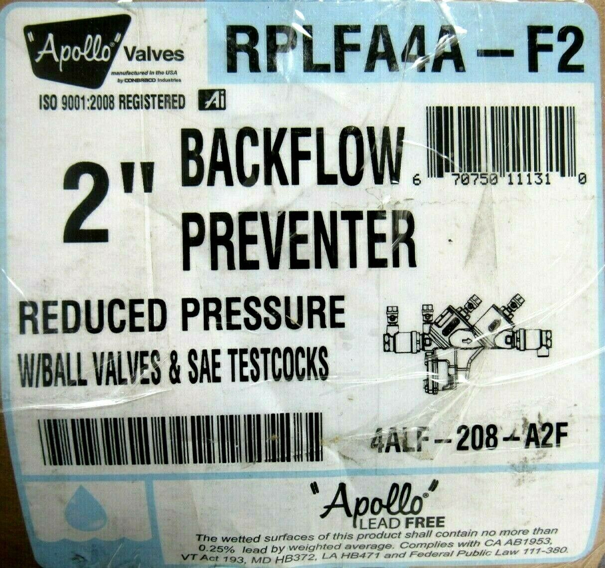 NEW APOLLO RPLFA4A-F2 BACKLFLOW PREVENTER 2" RPLF4AO 4ALF-208-A2F ...