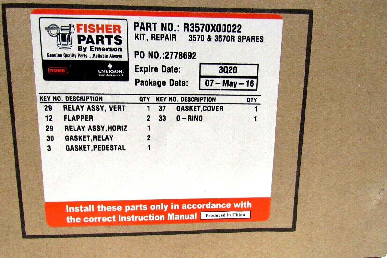NEW FISHER R3570X00022 REPAIR KIT - SB Industrial Supply, Inc.