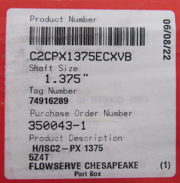 NEW FLOWSERVE C2CPX1375ECXVB MECHANICAL SEAL 1.375" H/ISC2-PX 1375 - SB ...