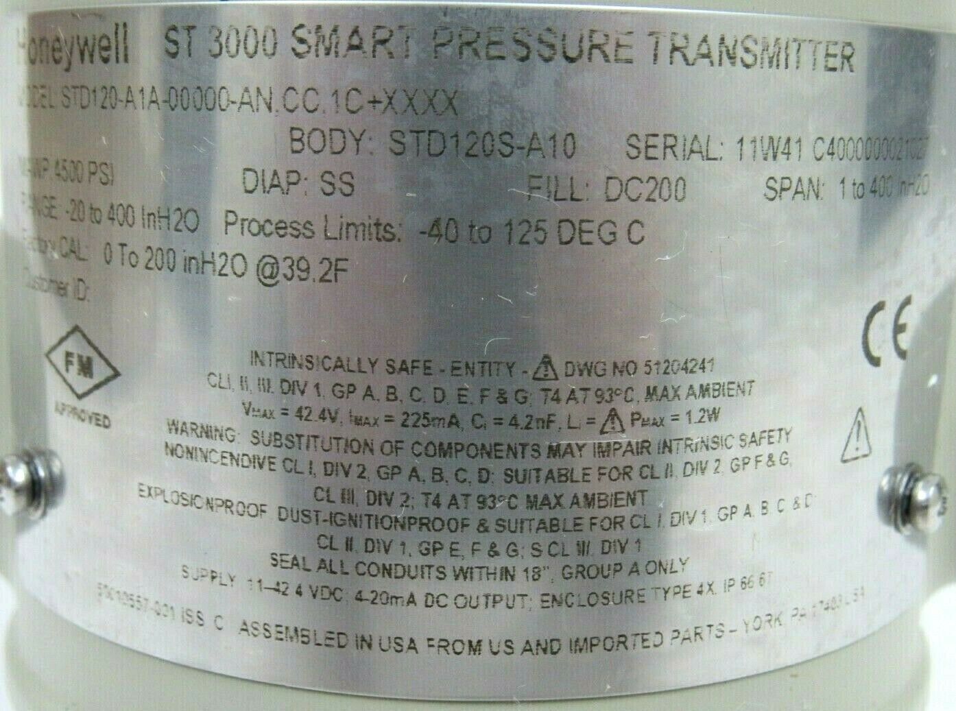 NEW HONEYWELL STD120-A1A-00000-AN TRANSMITTER ST3000 ...