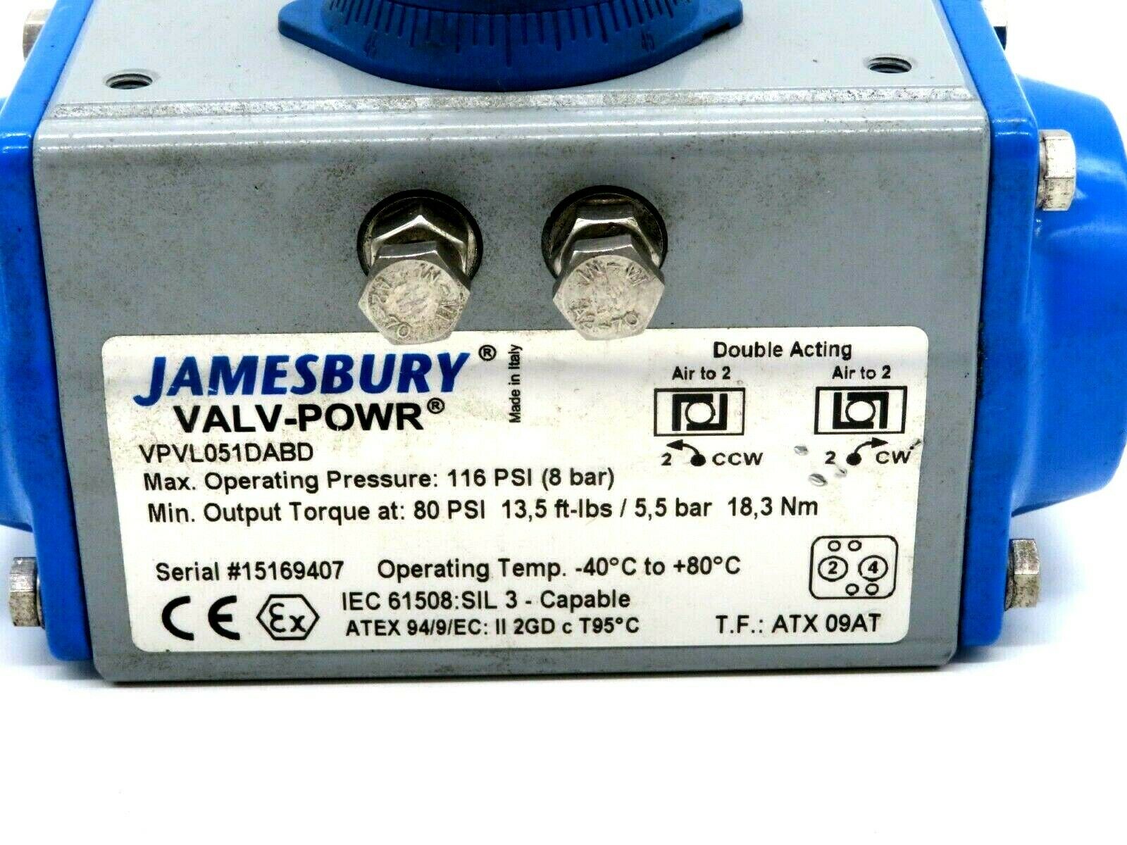NEW JAMESBURY VPVL051DABD ACTUATOR - SB Industrial Supply, Inc.