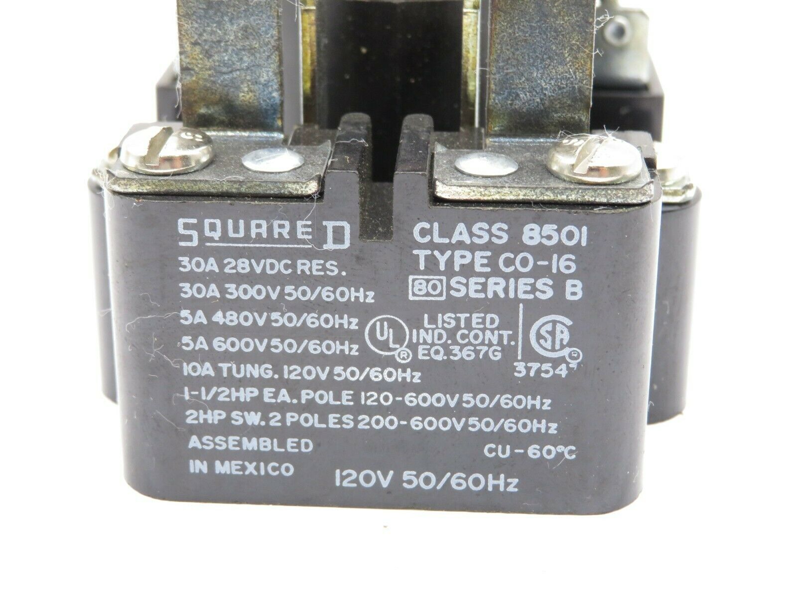 NEW SQUARE D 8501-CO-16 HEAVY DUTY POWER RELAY SERIES B 120V 50/60HZ ...