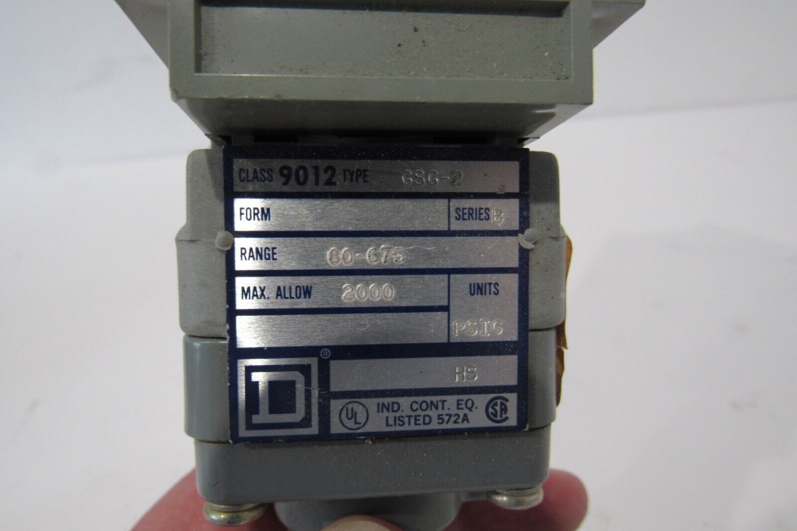 NEW SQUARE D 9012-GSG-2 PRESSURE SWITCH 80-675 PSIG 9012GSG2 - SB ...