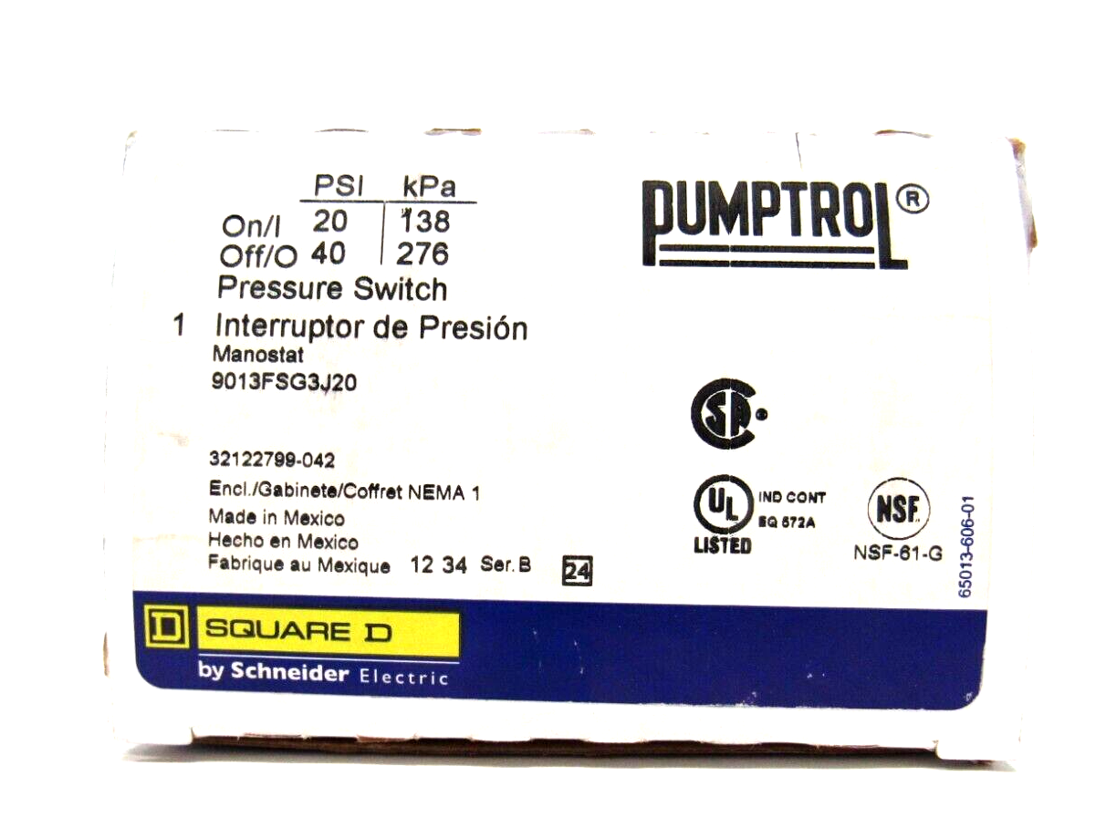 NEW SQUARE D 9013FSG3J20 PRESSURE SWITCH - SB Industrial Supply, Inc.