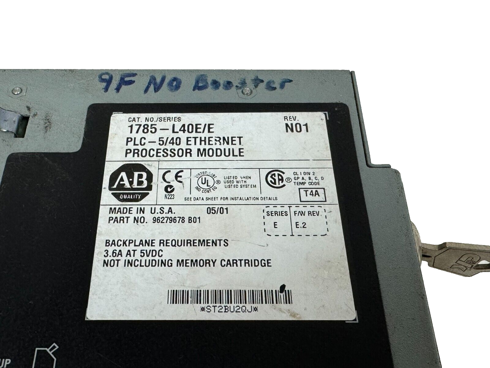 USED 1785-L40E/E PLC5/40 ETHERNET PROCESSOR REV. N01 SER. E FW: E.2 ...