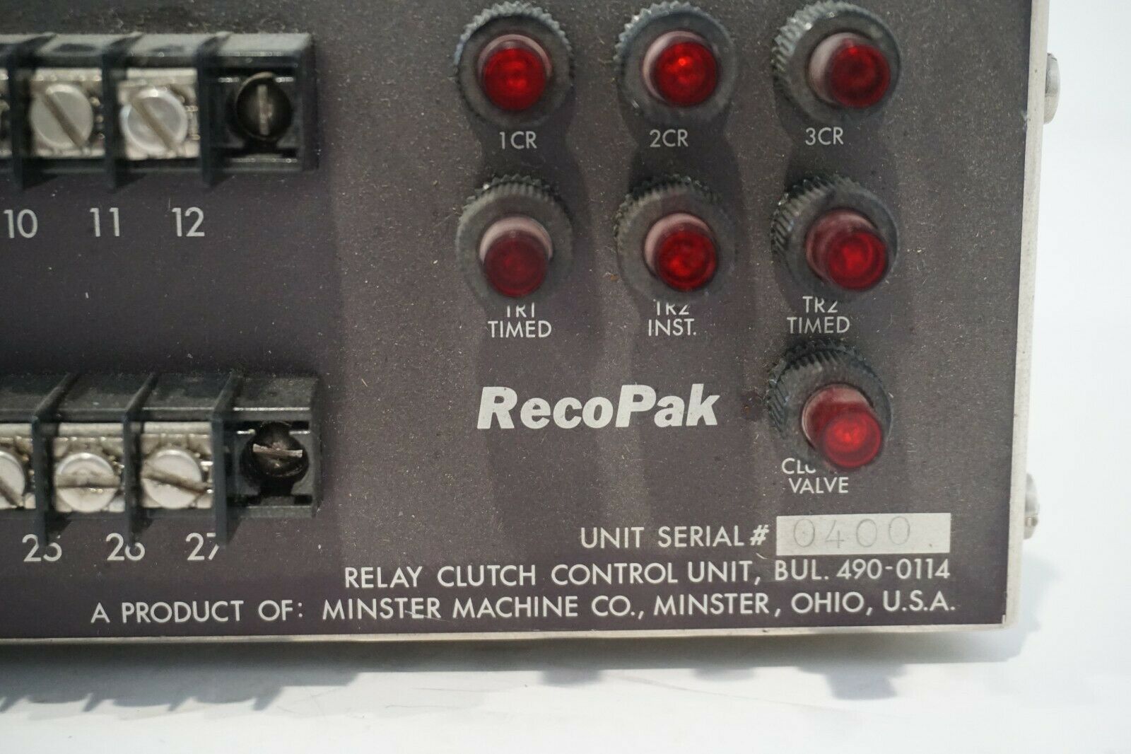 USED MINSTER MACHINE CO. 490-0114 RELAY CLUTCH CONTROL UNIT 4900114 ...
