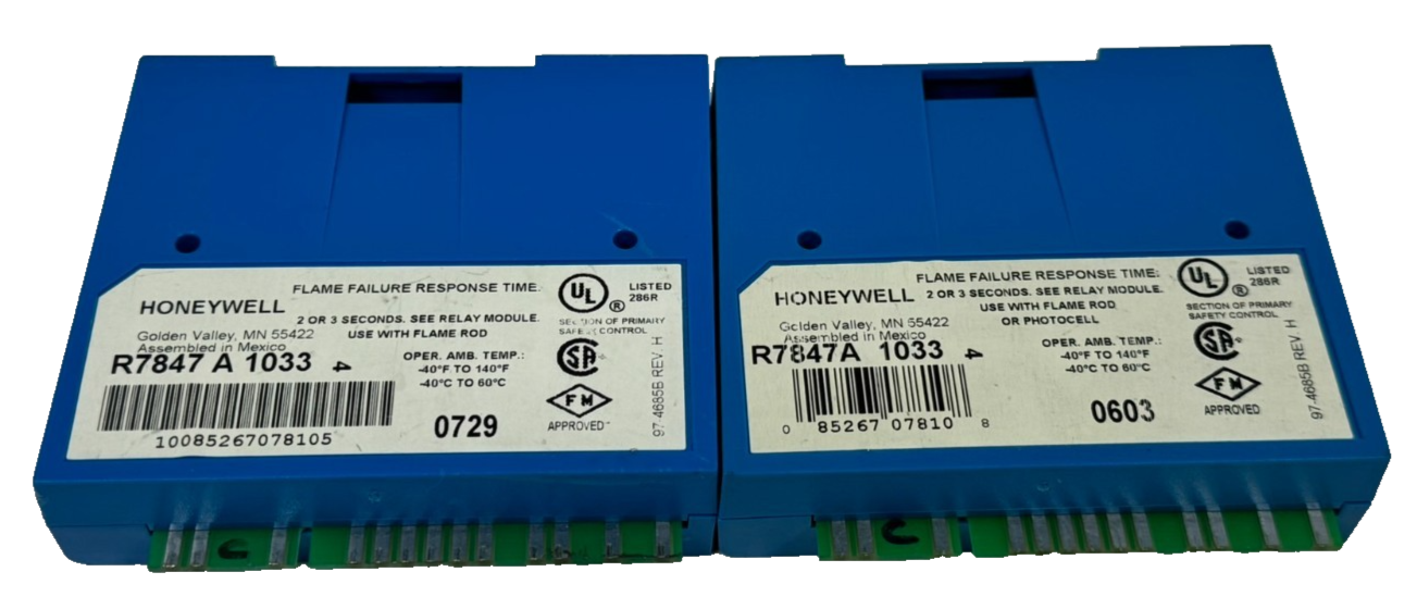 LOT OF 2 USED HONEYWELL R7847-A-1033 RECTIFICATION FLAME AMPLIFIER ...