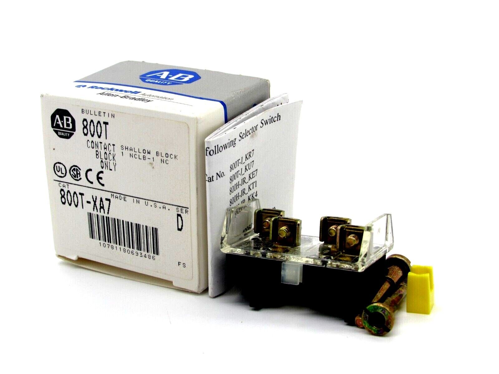 NEW ALLEN BRADLEY 800T-XA7 CONTACT BLOCK SERIES D 800TXA7 - SB ...