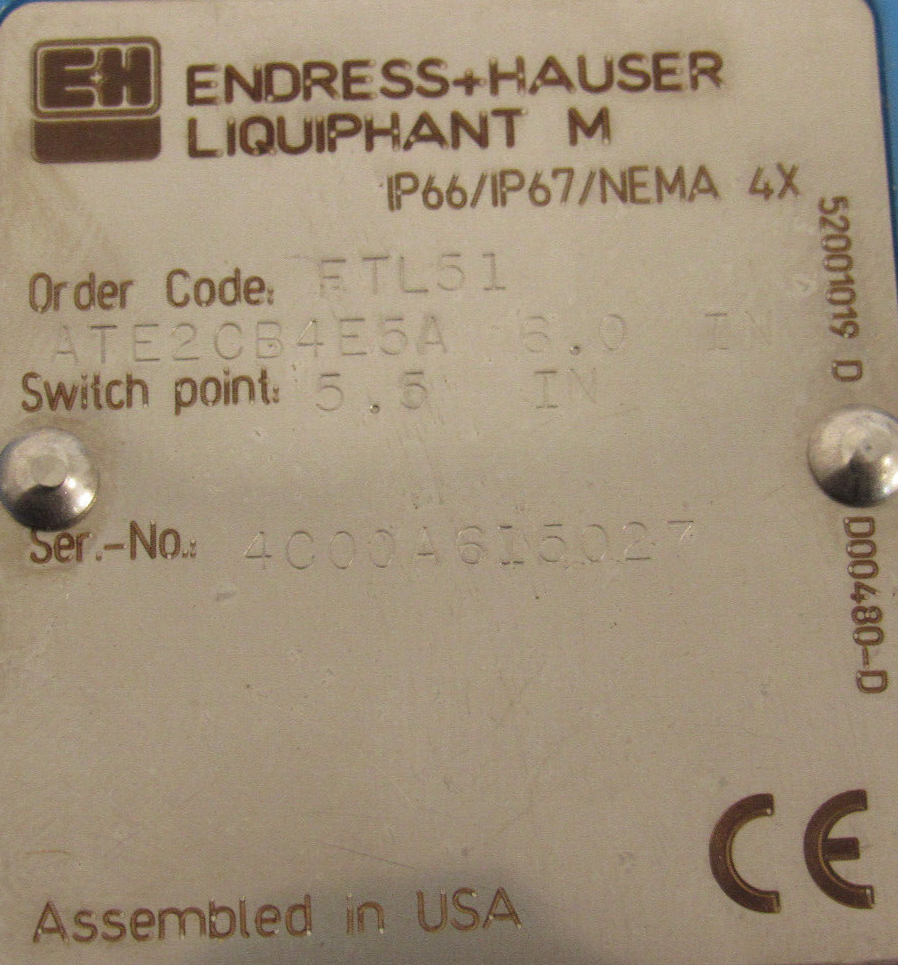 NEW ENDRESS HAUSER FTL51-ATE2CB4E5A LIQUID LEVEL SWITCH FTL51ATE2CB4E5A ...
