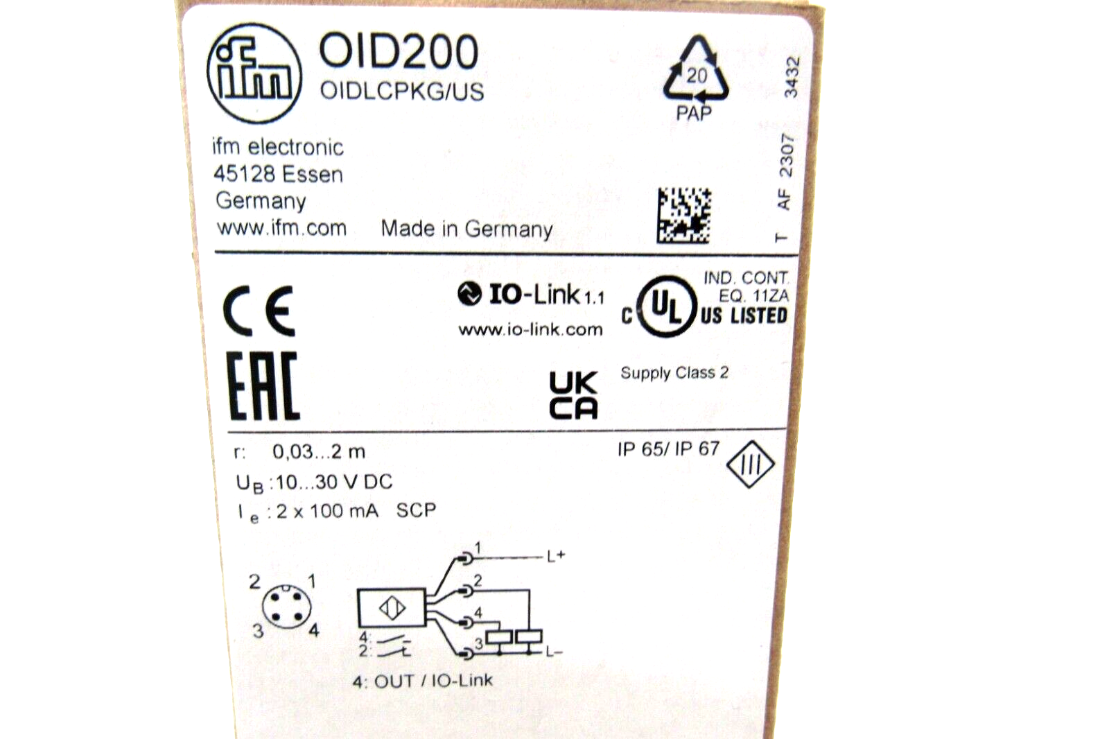 NEW IFM EFECTRO OIDLCPKG/US OID200 SENSOR OIDLCPKGUSOID200 - SB ...