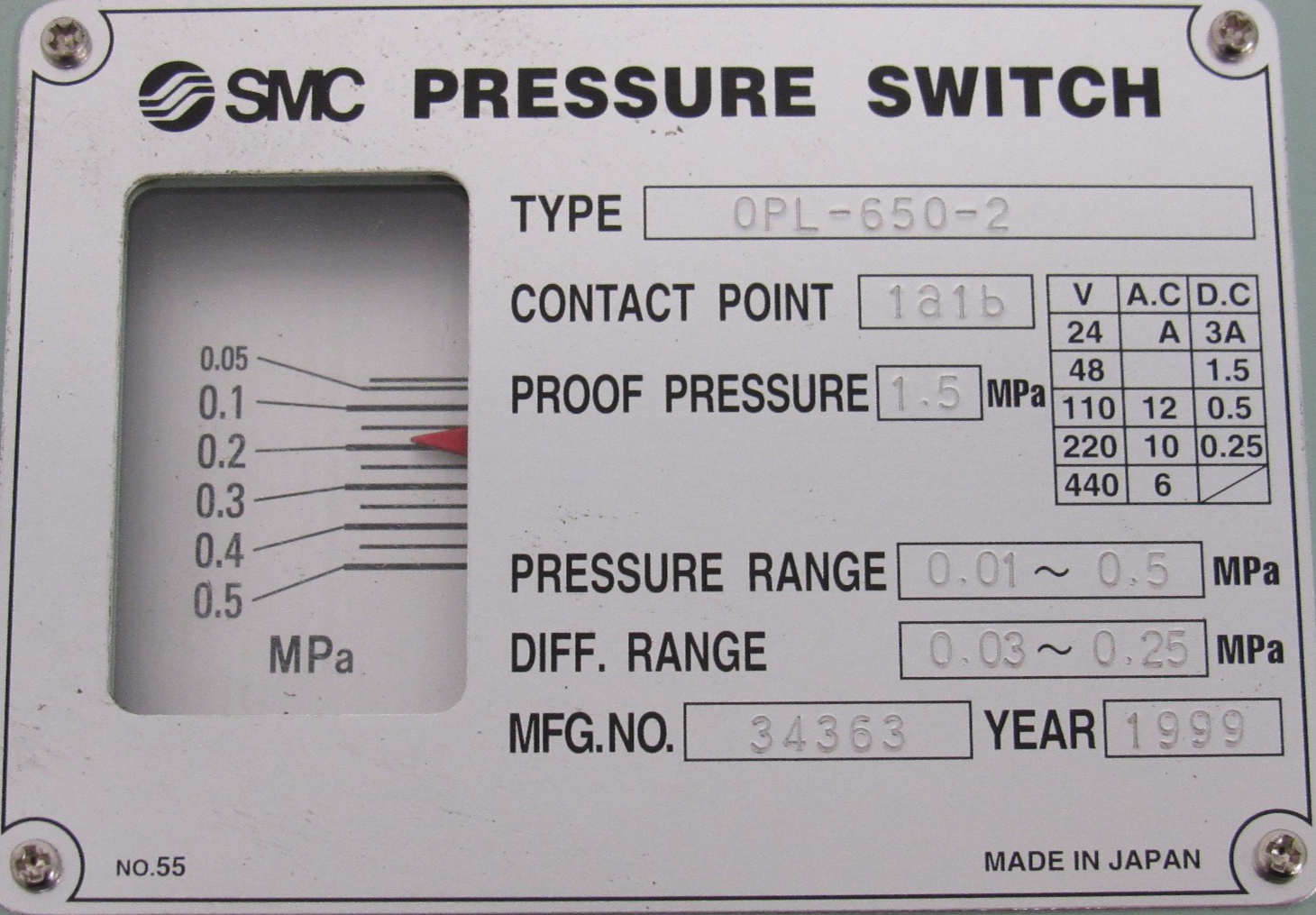NEW SMC 0PL-650-2 PRESSURE SWITCH 0PL6502 - SB Industrial Supply, Inc.