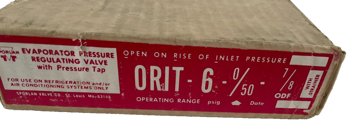 NEW SPORLAN VALVE ORIT-6-0/50-7/8 PRESSURE REGULATING VALVE ORIT60/507/ ...