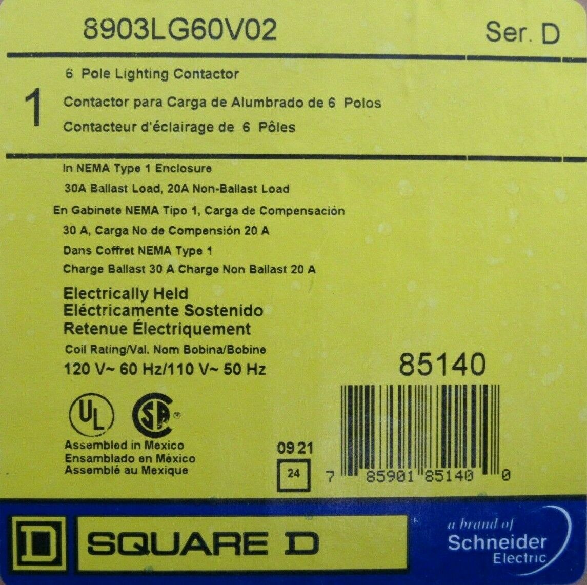 NEW SQUARE D 8903LG60V02 LIGHTING CONTACTOR - SB Industrial Supply, Inc.